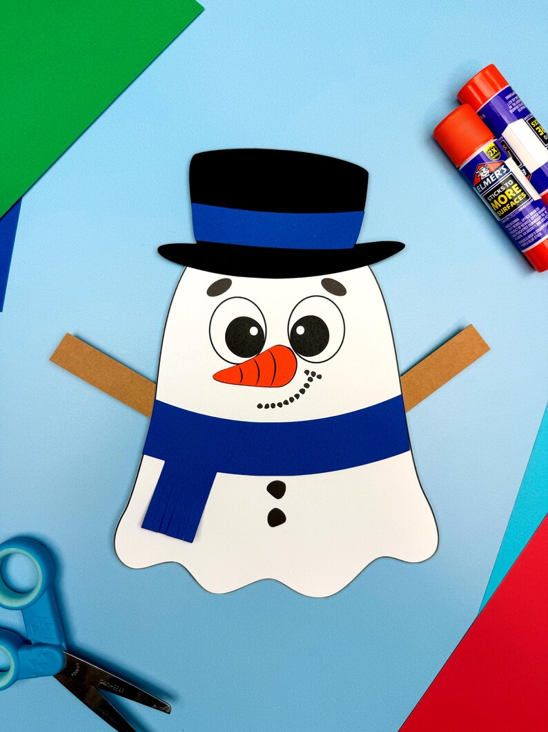 Snowman Ghost Disguise Craft Template – Halloween Cut & Paste Activity ...