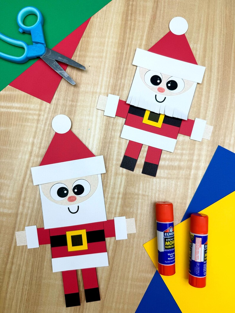 Santa Claus Shape Craft Template | Christmas Glue Stick Activity | Easy ...