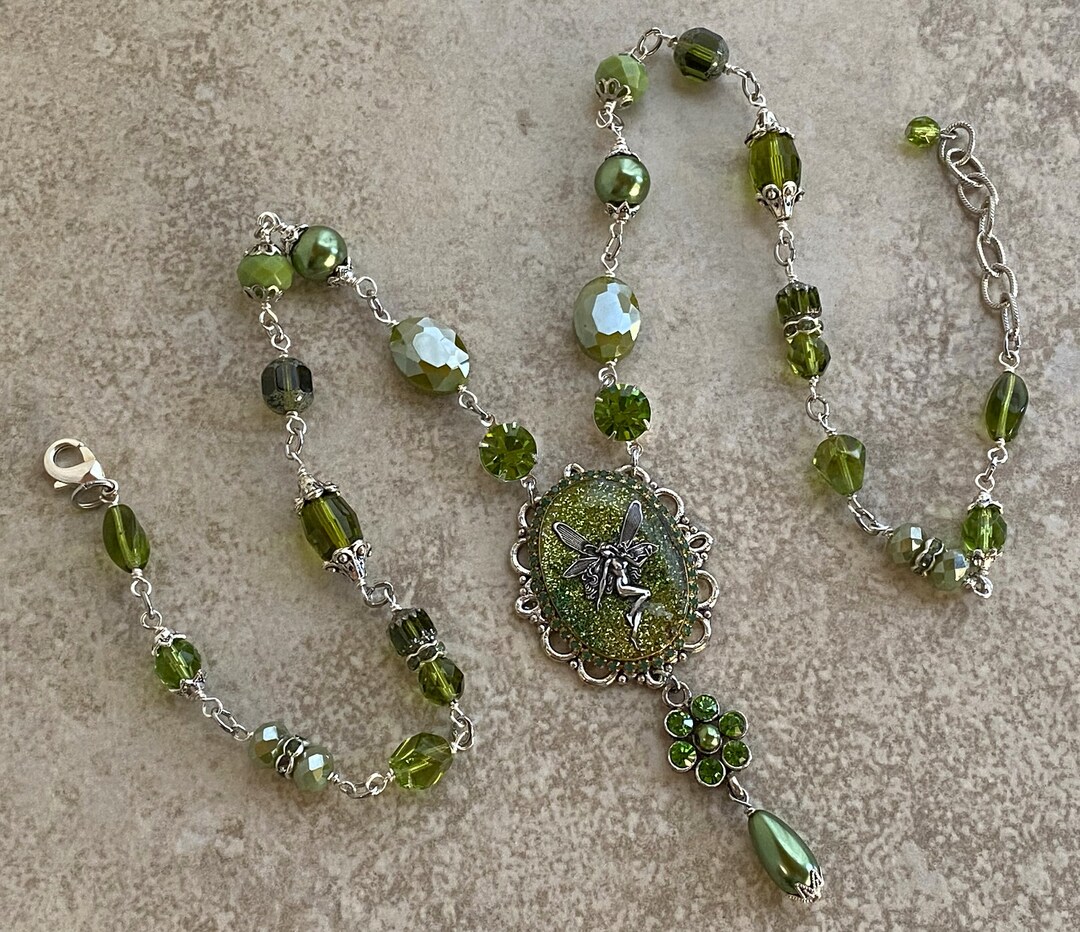 Olivine Green Fairy Fantasy Pendant Necklace - Etsy