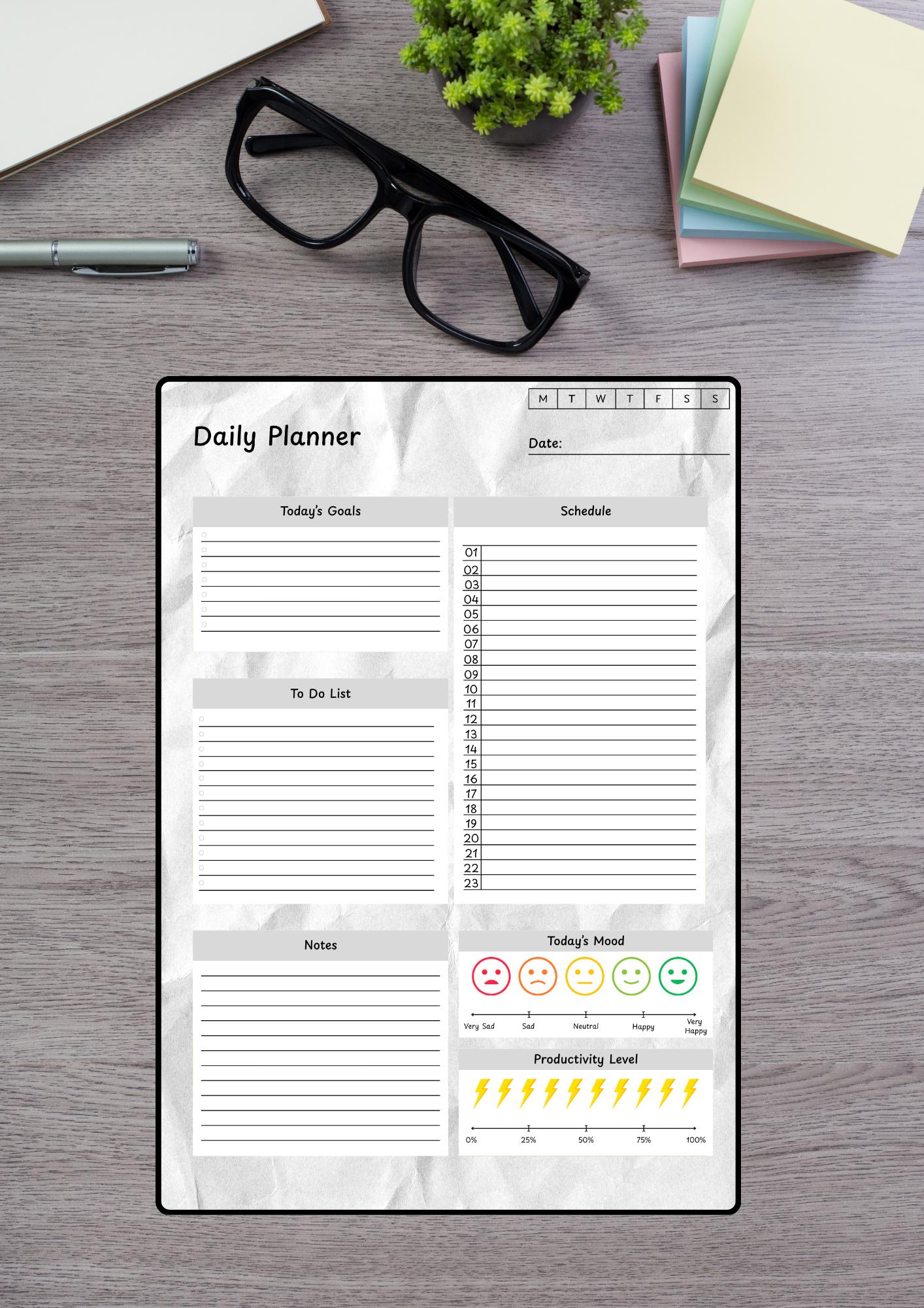 Digital Daily Planner Template - Etsy
