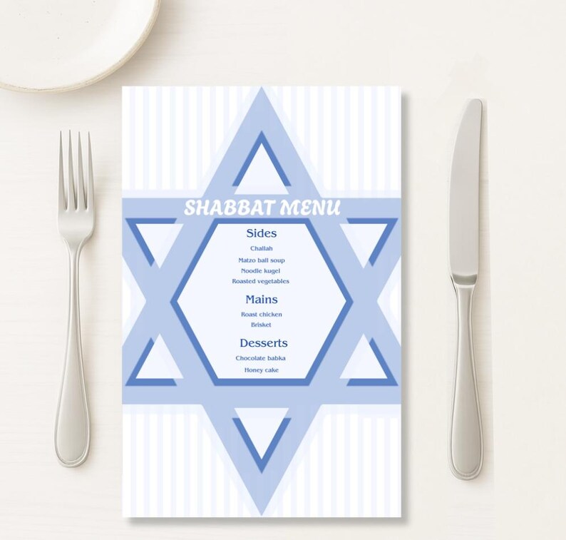 Shabbat Dinner Menu Editable Digital Download Canva Template - Etsy