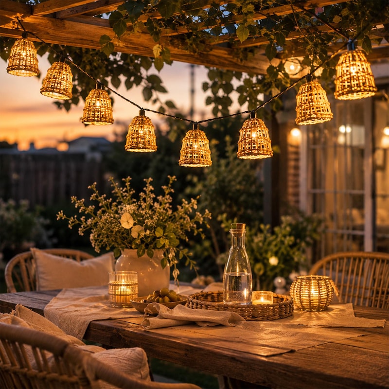 Rattan garden lamp - Etsy Italia