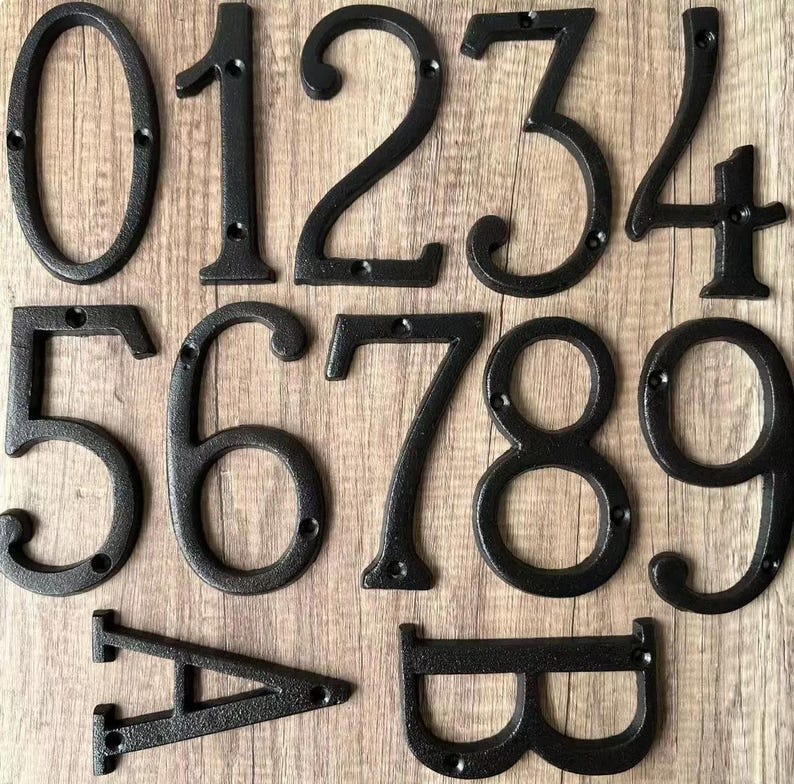 Rustic Solid Cast Iron House Numbers 5.5" Vintage Decorative Cast Iron ...