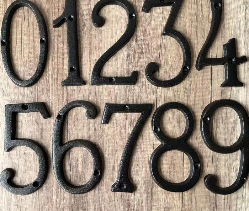 Rustic Solid Cast Iron House Numbers 5.5" Vintage Decorative Cast Iron ...