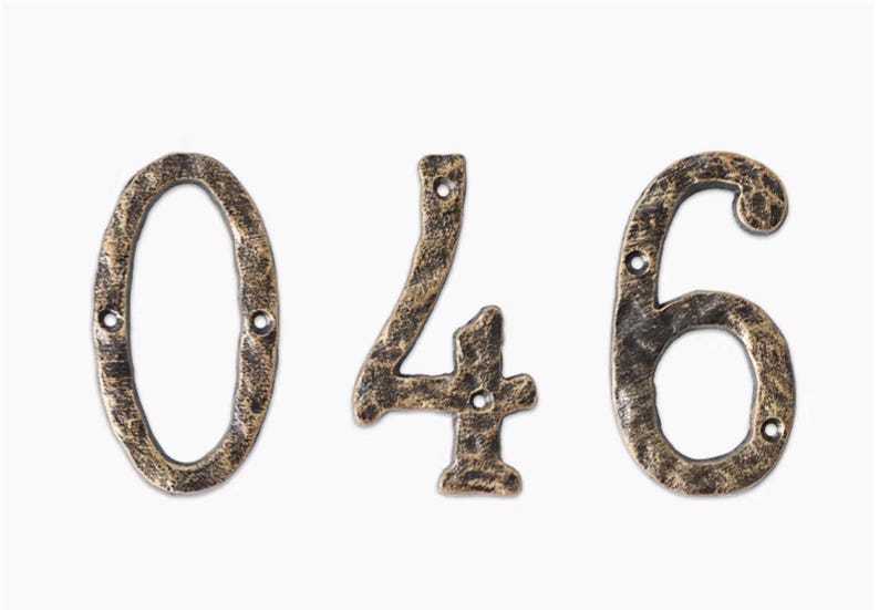 Decorative Cast Iron House Numbers 5.5" Vintage Decorative Gold Rustic ...