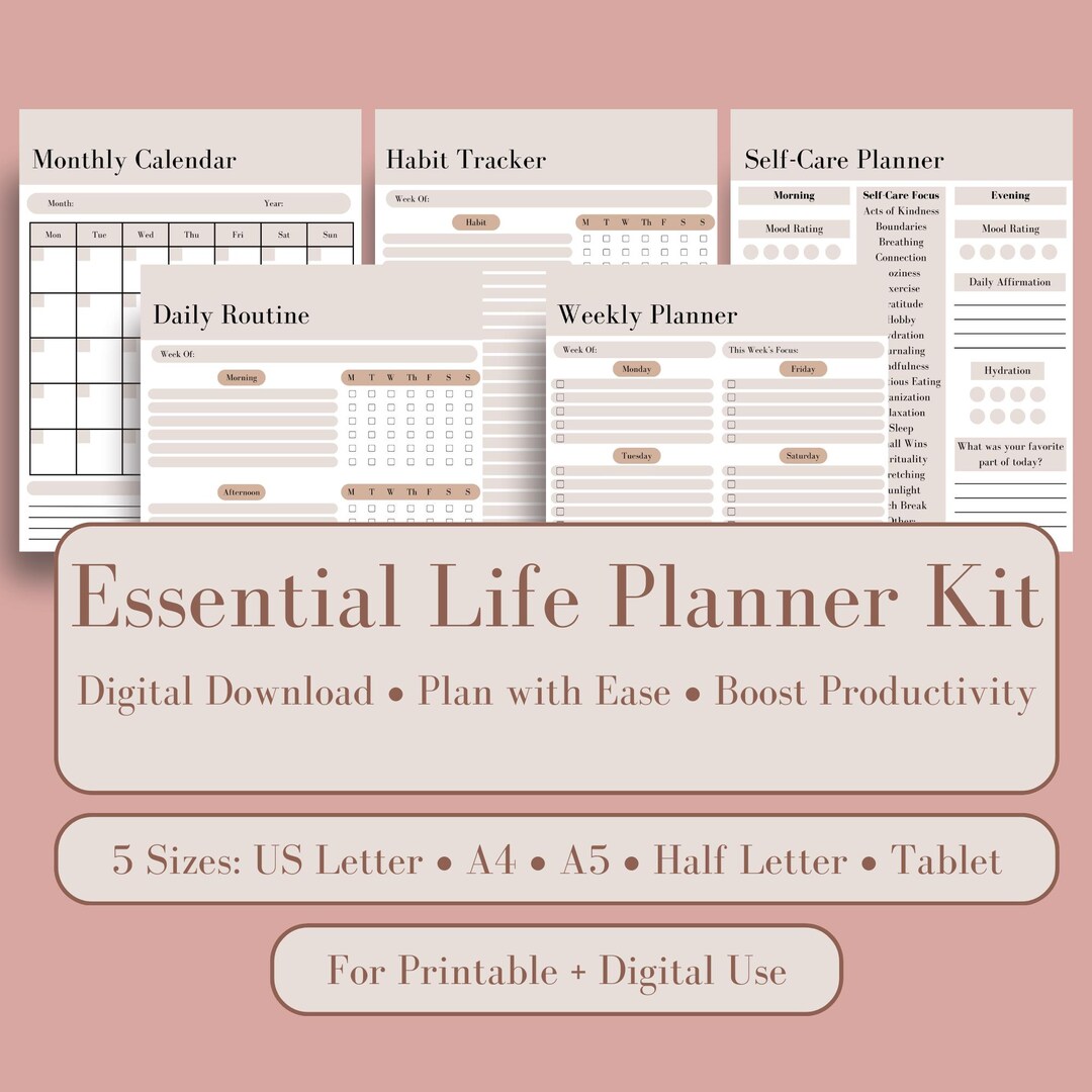 Essential Life Planner Pack | Daily Focus, Weekly Planner, Habit ...