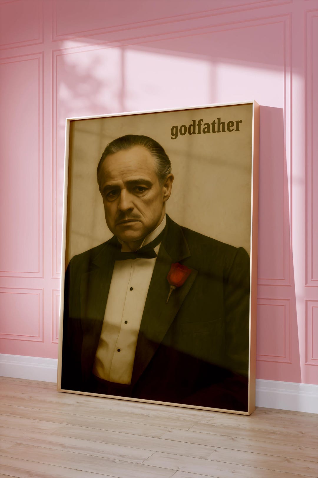 Godfather Portrait Poster, Classic Cinema Wall Art, Vintage Mob ...