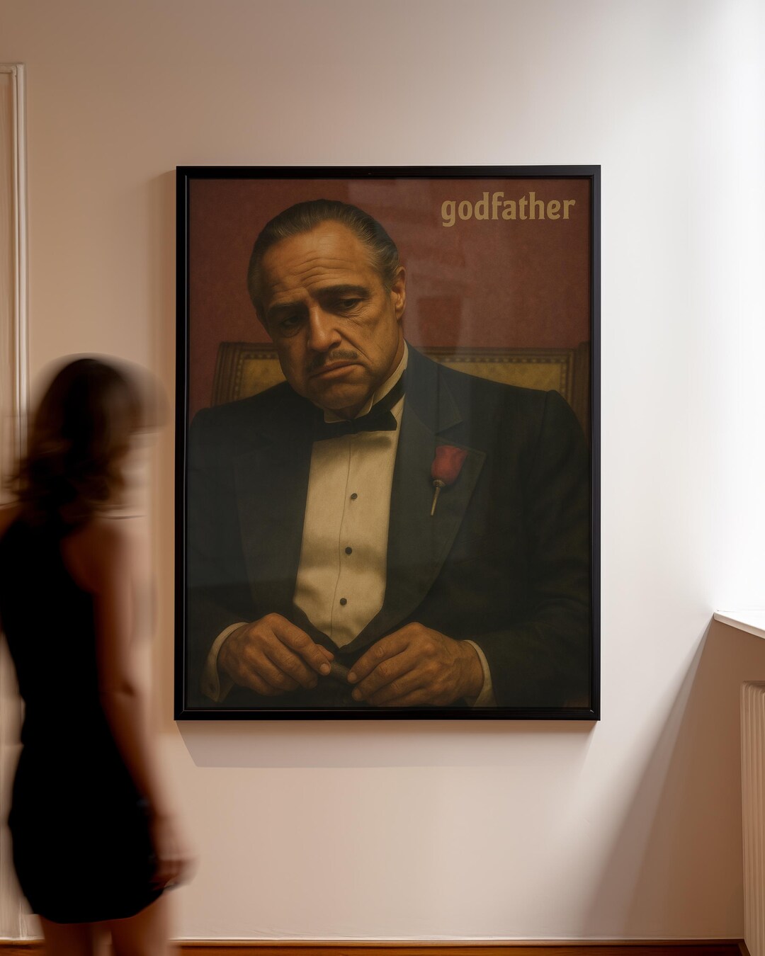 The Godfather Hand-drawn Portrait – Vintage Mafia Wall Art – Monochrome ...