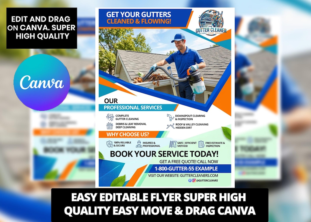 Gutter Cleaning Flyer Template – Gutter Service Flyer – Roof & Gutter ...