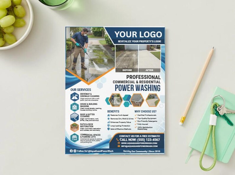 Power Washing Flyer Template Canva – Pressure Washing Flyer – Exterior ...
