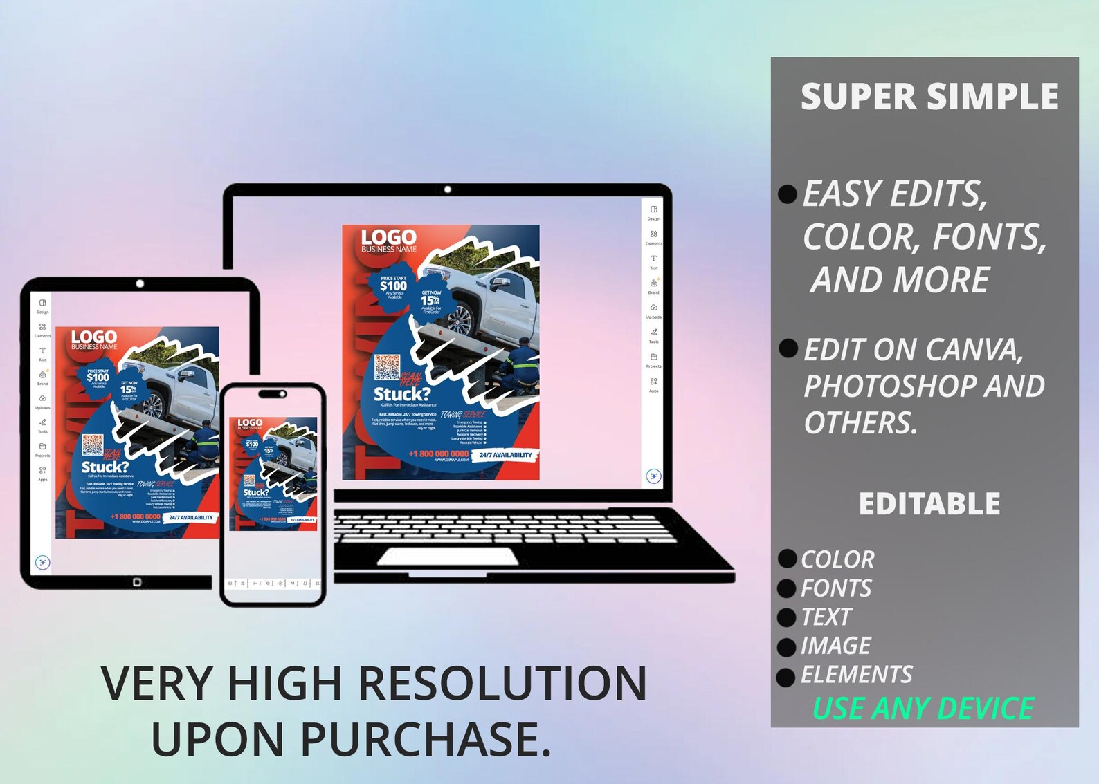 Towing & Roadside Assistance Flyer – Editable Emergency Car Breakdown ...