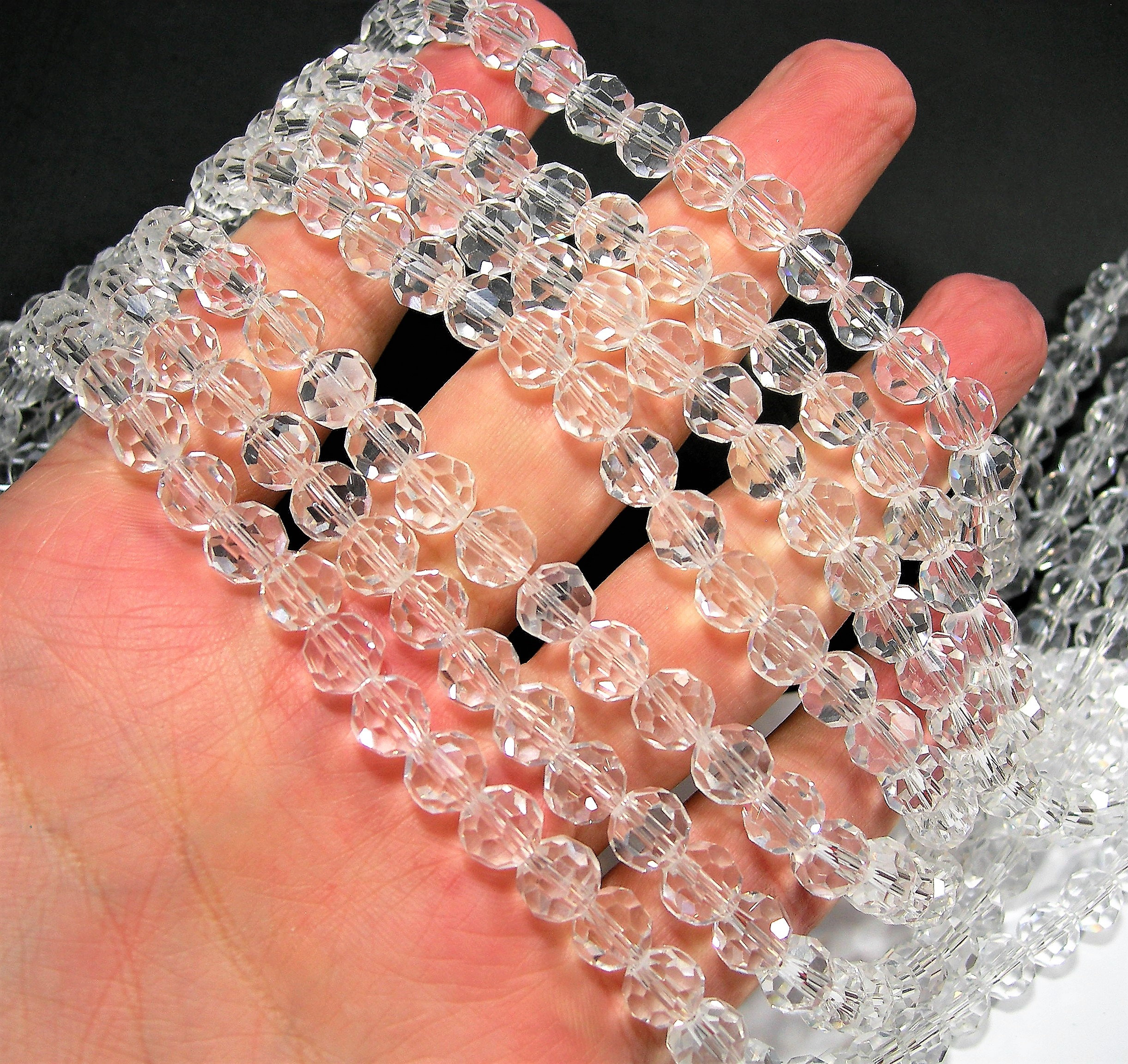Crystal 8mm Clear round faceted beads 72 beads AA | Etsy