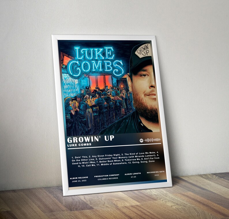 Luke Combs Poster Print, Luke Combs Growin' up Album Poster, Music ...