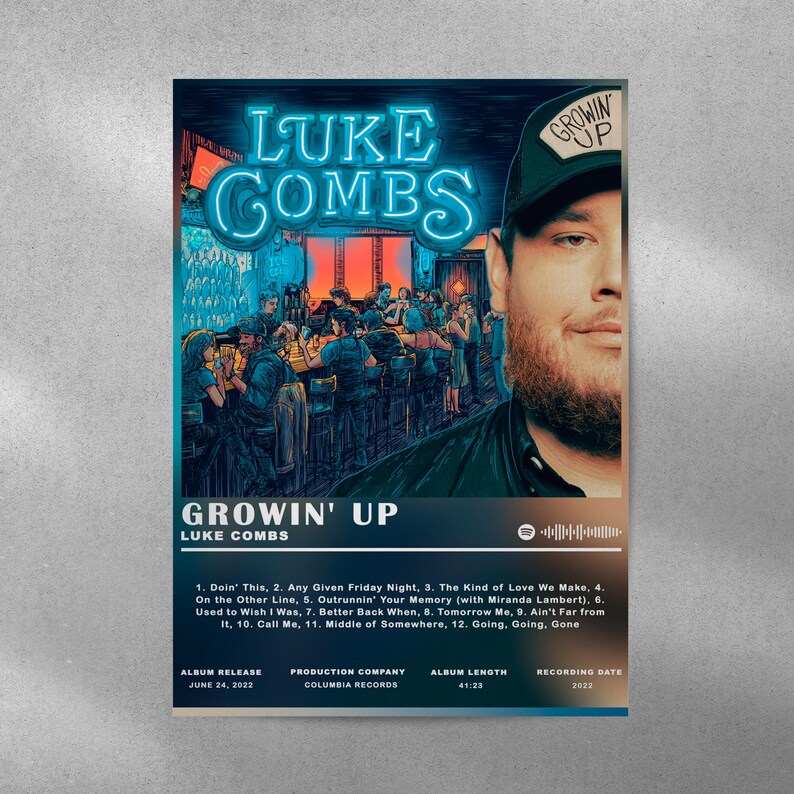 Luke Combs Poster Print, Luke Combs Growin' up Album Poster, Music ...