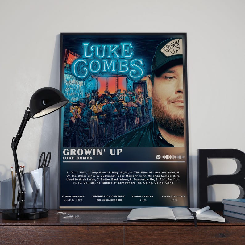 Luke Combs Poster Print, Luke Combs Growin' up Album Poster, Music ...