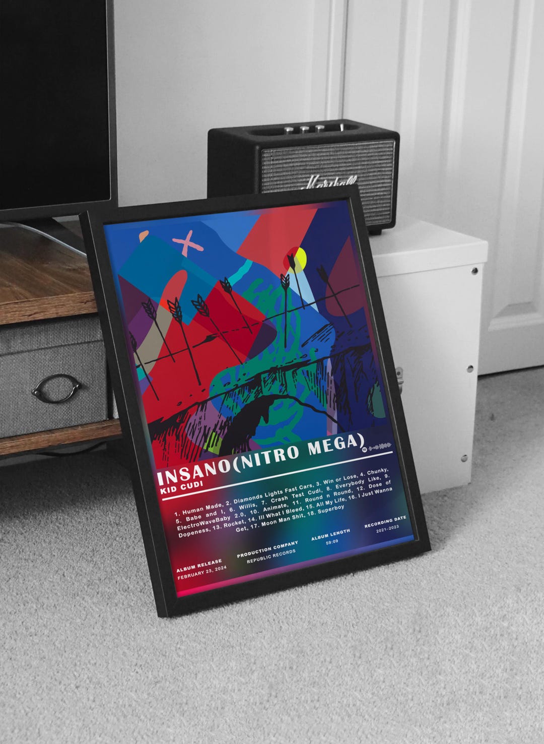 Kid Cudi Poster Print, Kid Cudi Insano (nitro Mega) Album Poster, Music ...