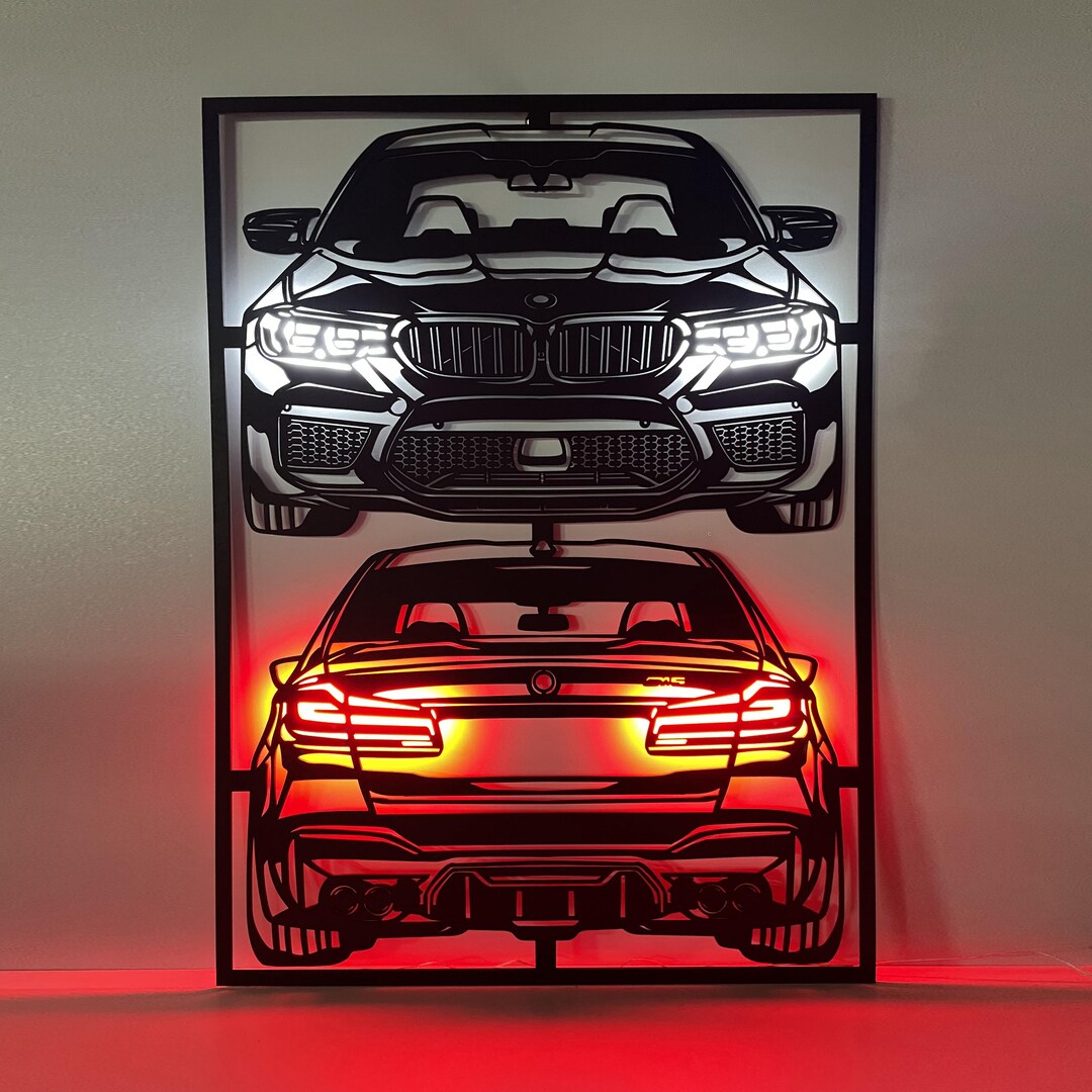 Custom BMW M5 F90 Wooden Wall Decor – Personalized LED Car Sign ...