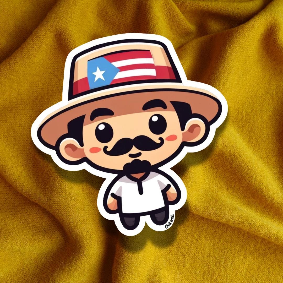 Puerto Rico Jíbaro Sticker – Traditional Jibarito Design – Boricua ...
