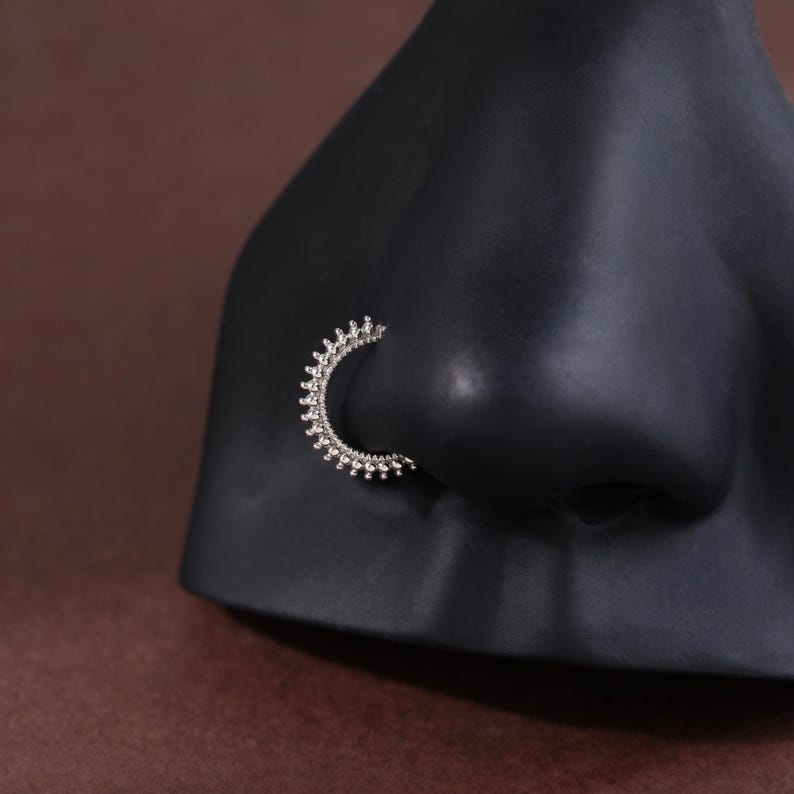 14K Solid Gold Bead Cluster Daith Clicker/14k Septum Seamless Ring ...