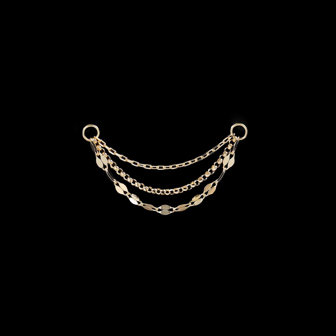 14K Solid Gold Triple Helix Chain Attachment/dangle Conch Industrial ...