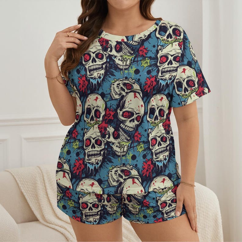 Graffiti Skull Pajamas, Gothic PJ Set, Punk Princess Pjs, Alternative ...