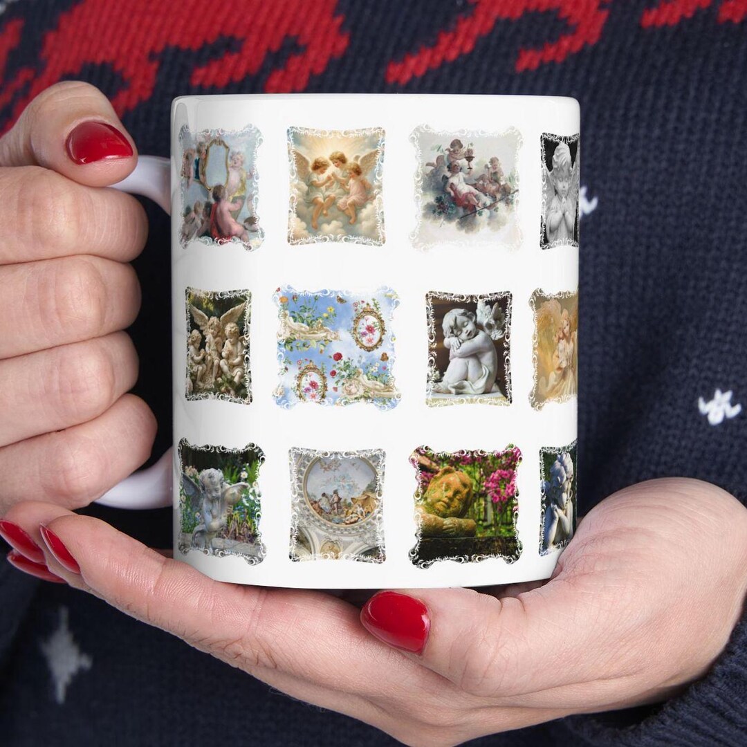Cherub Angel Mugs, Vintage Frame Angels Coffee Cup, Marie Antoinette ...