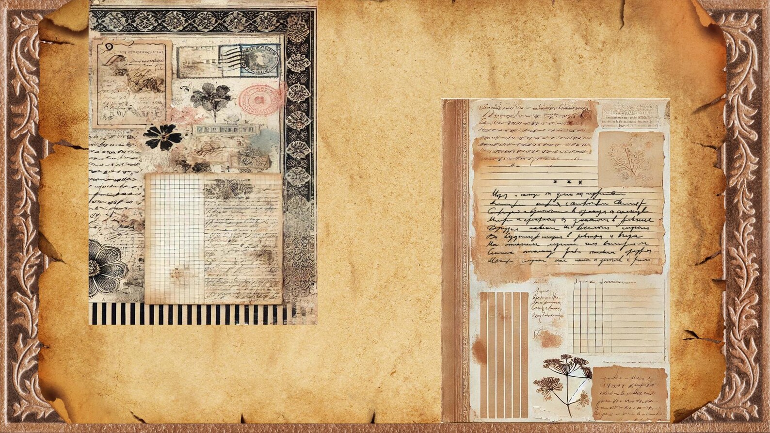 Dusty Drawer Vintage Junk Journal, Black and Brown Antique Ephemera for ...