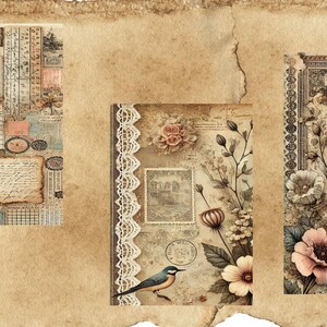 Paper Nest Junk Journal Digital Art, Vintage Ephemera Kit for ...