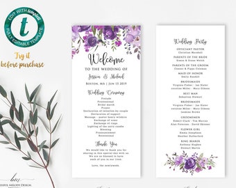 Double Sided Wedding Program Template - Etsy