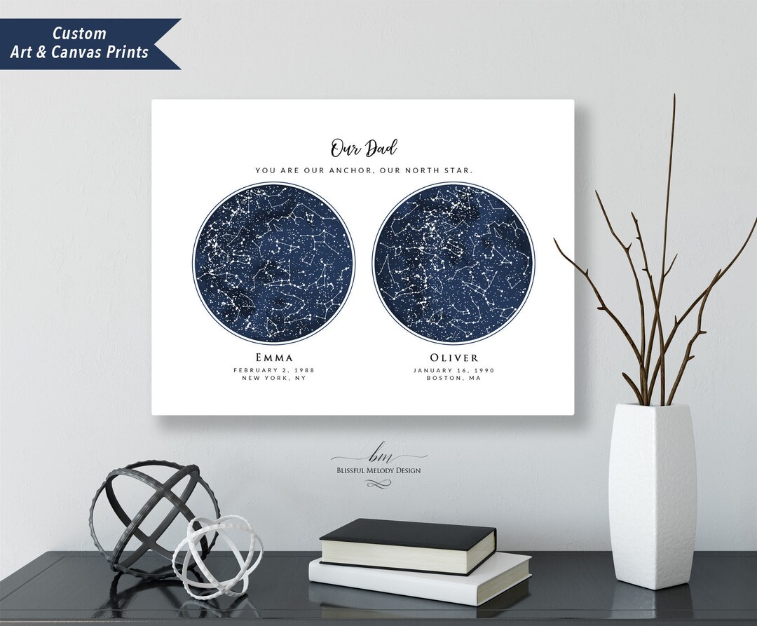 Custom 2 Star Maps Print, Personalized Sky Constellation, Gift for Mom ...