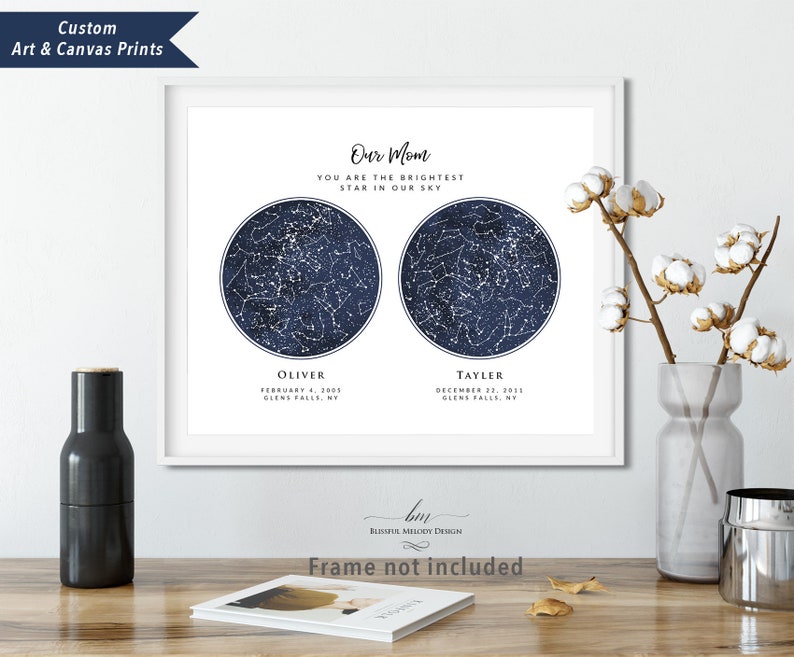 Custom 2 Star Maps Print Personalized Sky Constellation Gift - Etsy