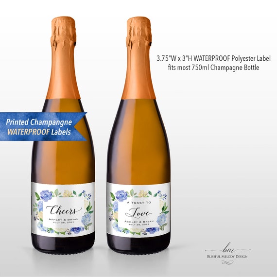 6 Printed Custom Waterproof Polyester 750ml Regular Champagne Bottle ...