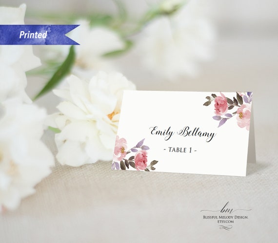 Pack of 12 Printed Dusty Pink Floral Tent Place Card, 2x3.5" Folded ...