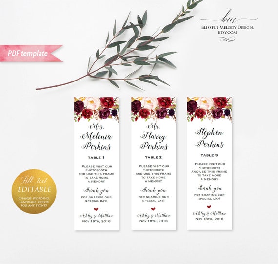 2x6 Burgundy Wedding Invitation Insert Printable