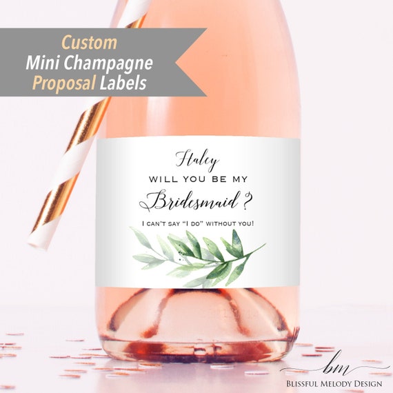 Custom Bridesmaid Proposal Label for Mini Champagne Bottle ...