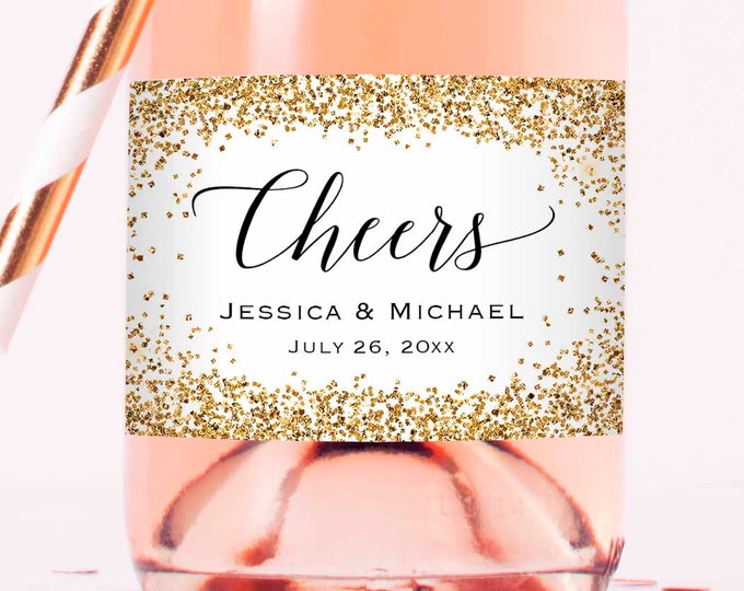 Cheers Mini Champagne Labels 3x2 Inch Printed Glossy Labels Wedding ...