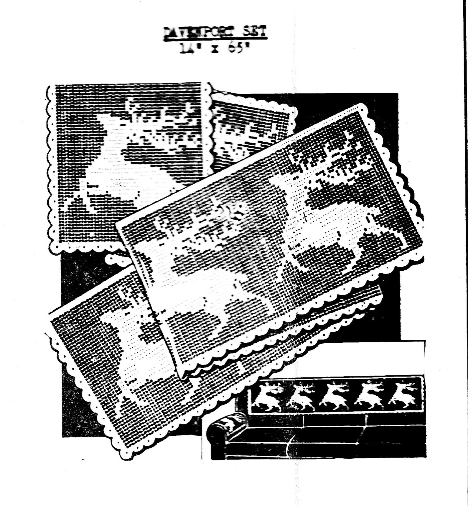 Vintage Filet Crochet Pattern for Reindeer Table Runner Deer - Etsy