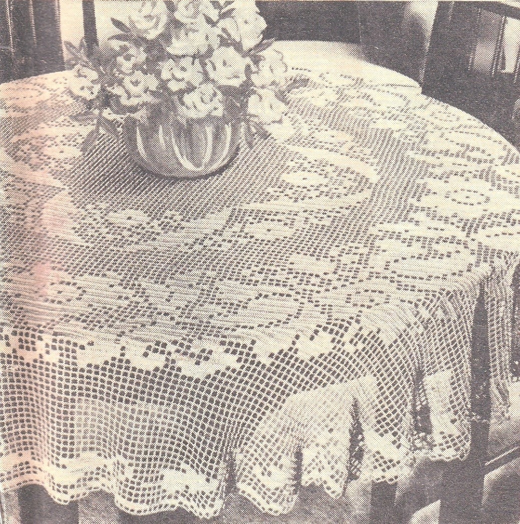 Vintage Crochet Pattern PDF for Filet Flower Tablecloth - Etsy