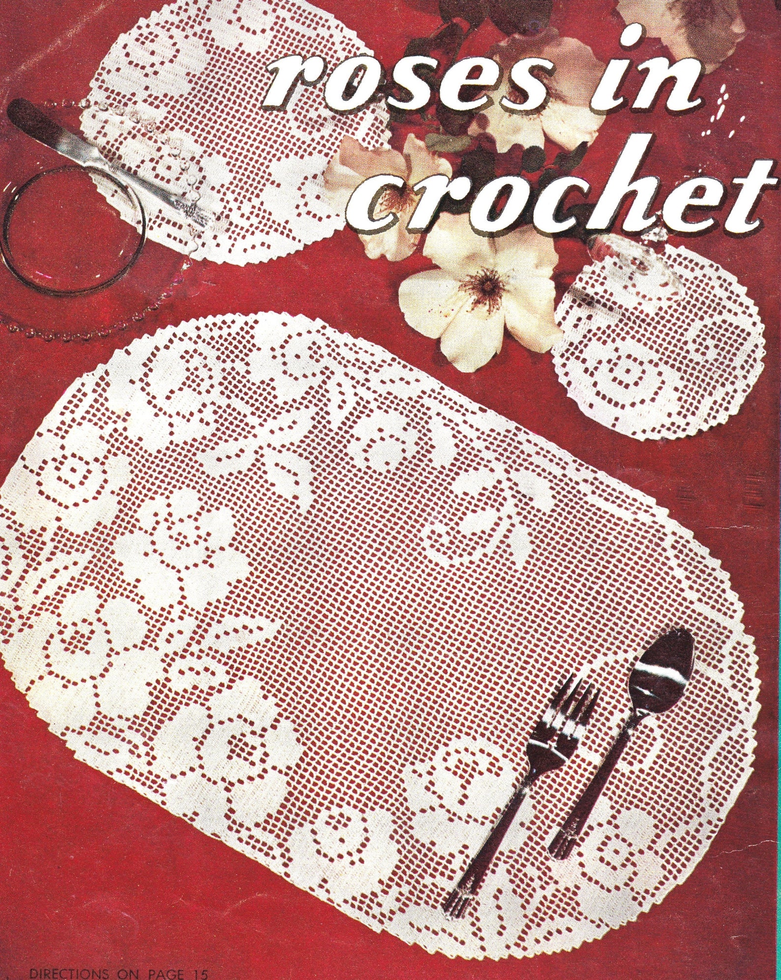 Vintage Crochetpattern for Filet Crochet Rose Placemat Set - Etsy