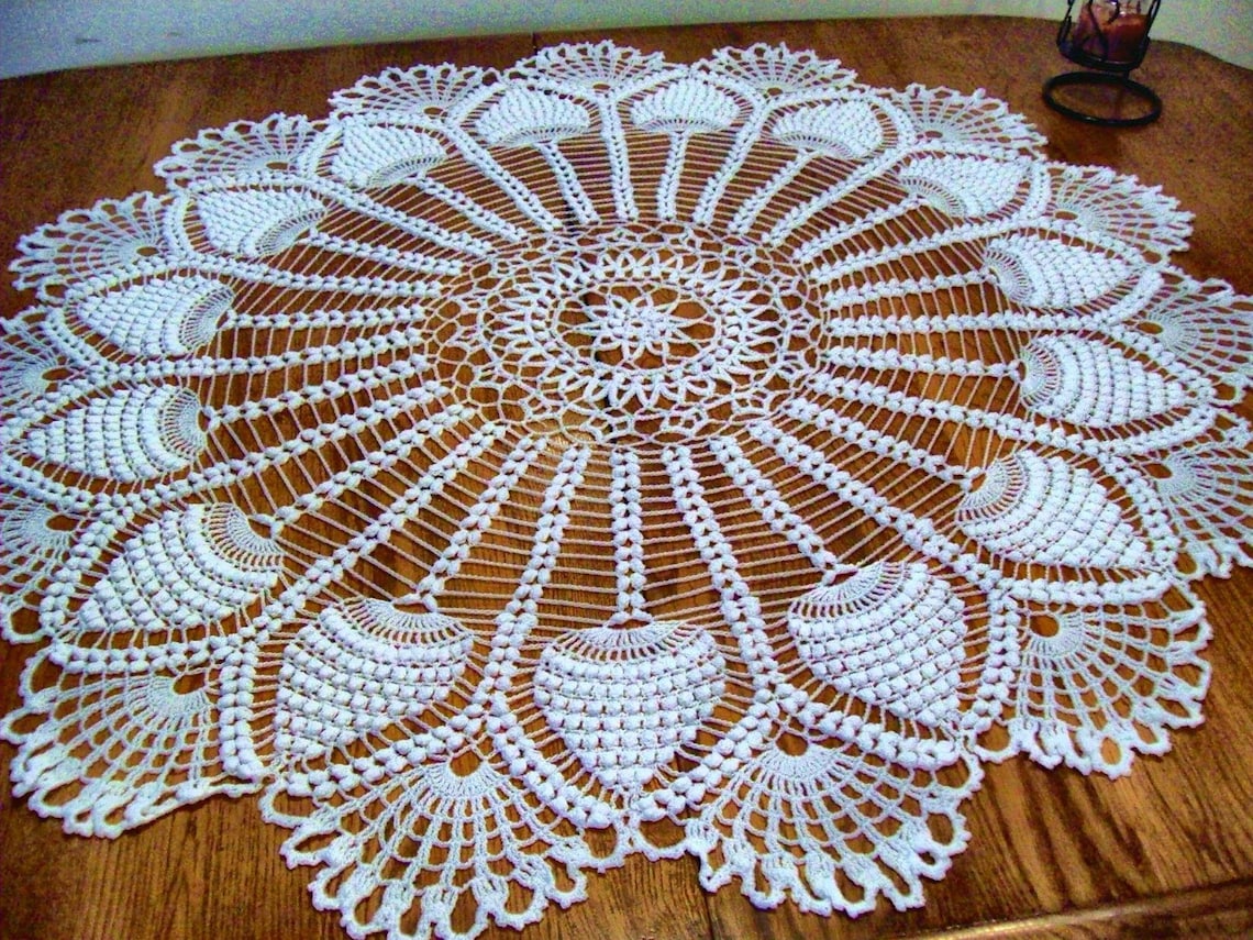 Vintage PDF Pattern Crochet Pineapple Wheel Doily With Popcorn Stitch ...
