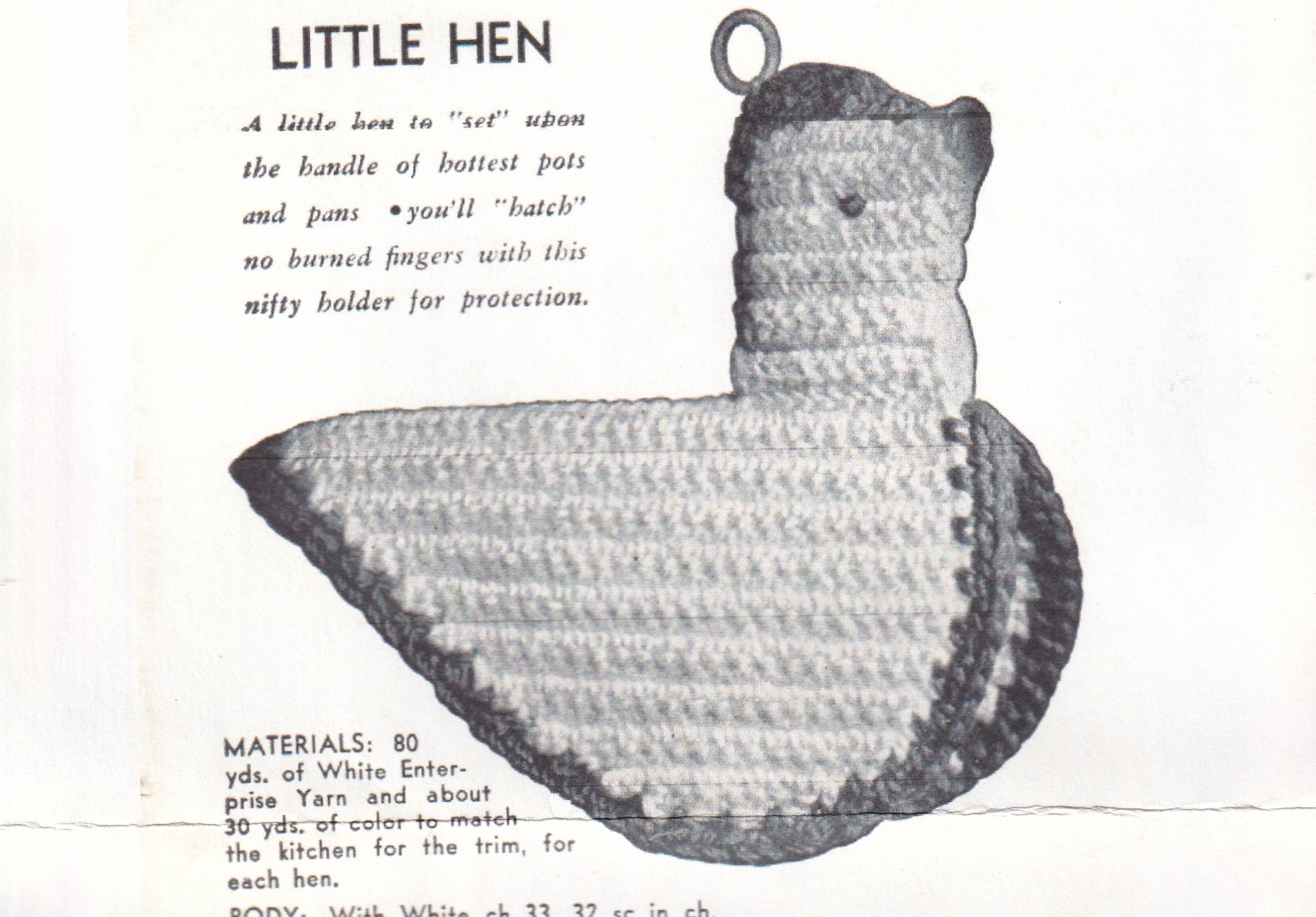 Crocheted Chicken/hen Potholder Pattern PDF - Etsy