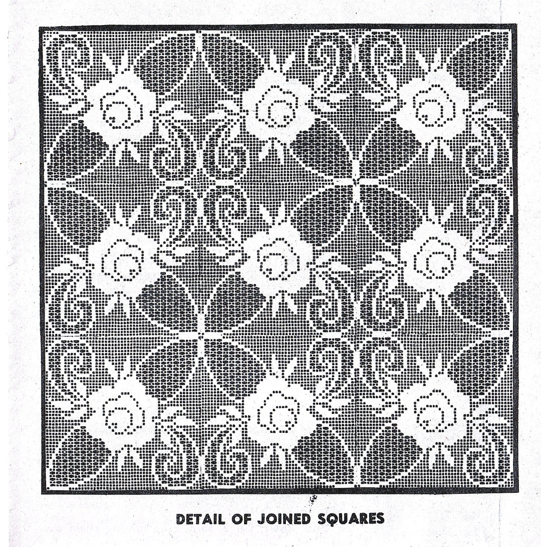 Vintage Filet Crochet Pattern for Filet Crochet Rose Tablecloth ...