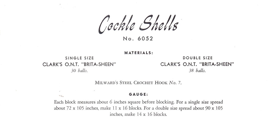 Vintage Crochet Pattern PDF for Cockle Shell Bedpread Motifs | Etsy