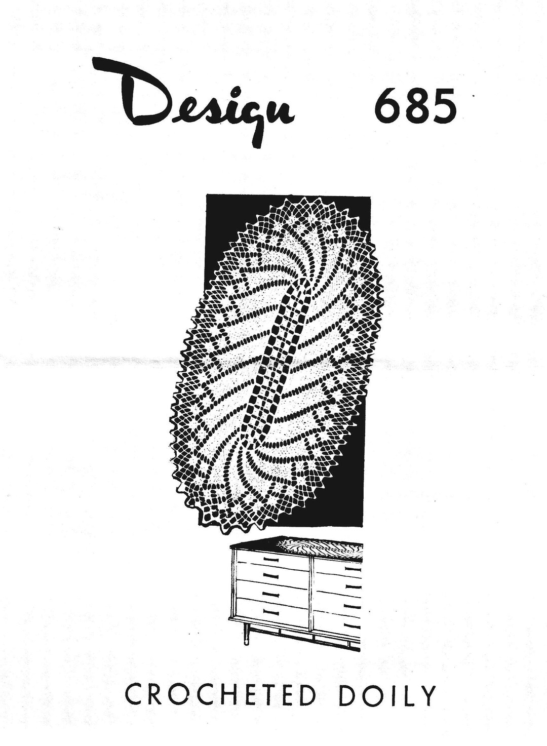 Vintage PDF Crochet Pattern for 685 Oval Pinwheel Doily Runner PDF ...