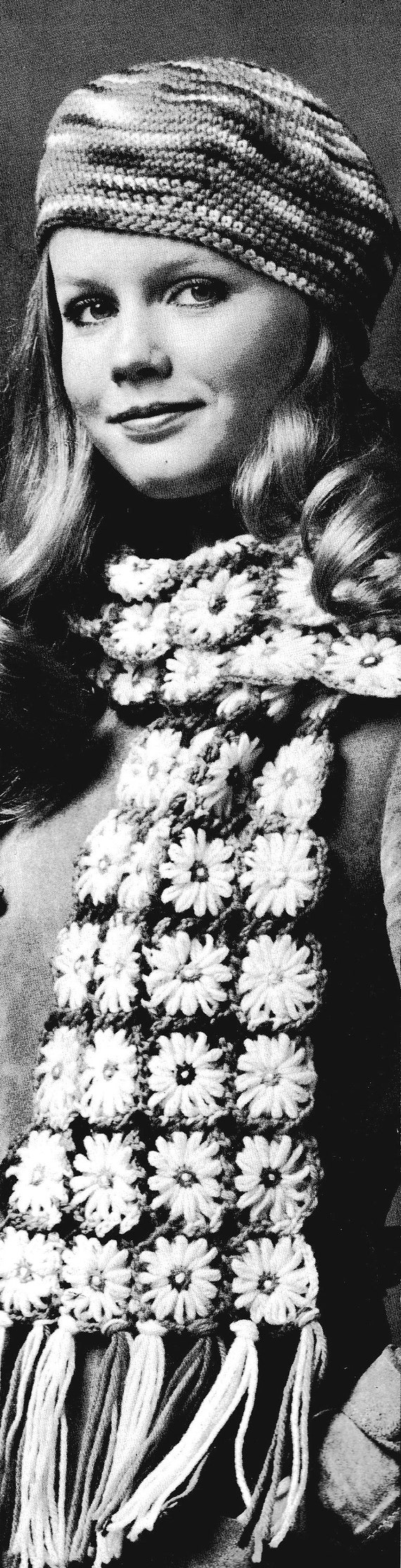 Vintage Crochet Pattern for Crazy Daisy Scarf and Hat Set in | Etsy