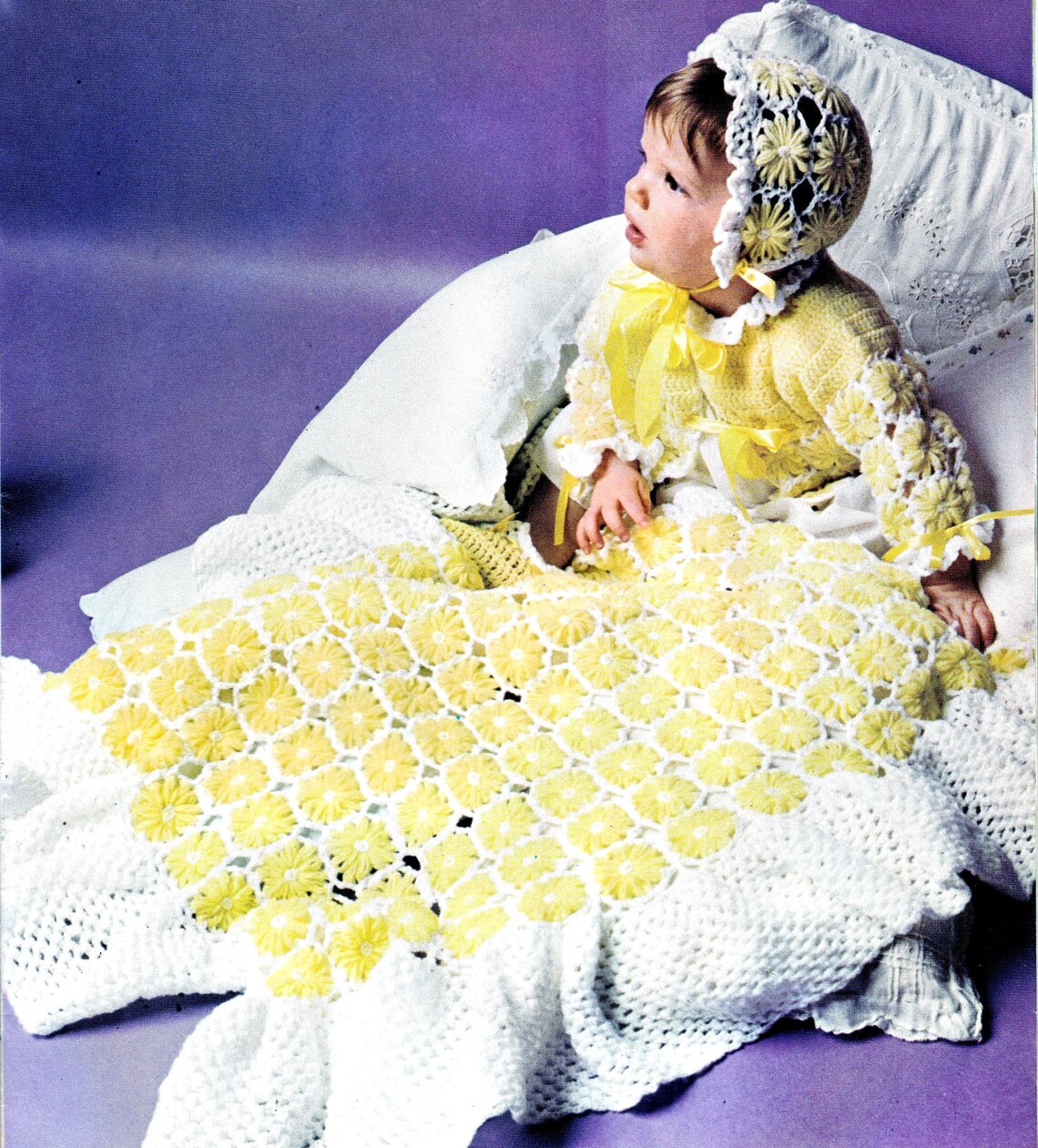 Vintage Crazy Daisy Crochet Pattern for Daisy Baby Set - Etsy