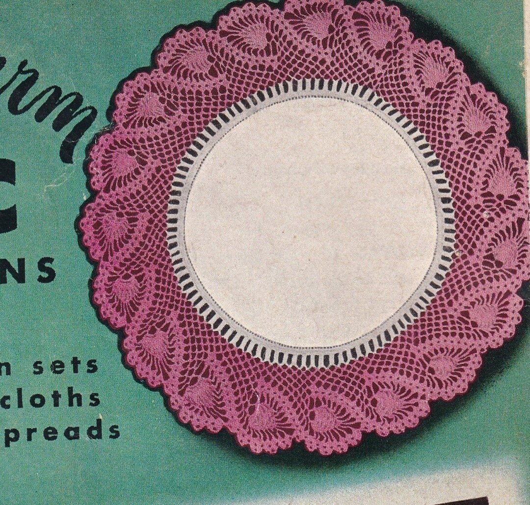 Vintage Crochet Digital Pattern for Pineapple Doily Edging Round and ...