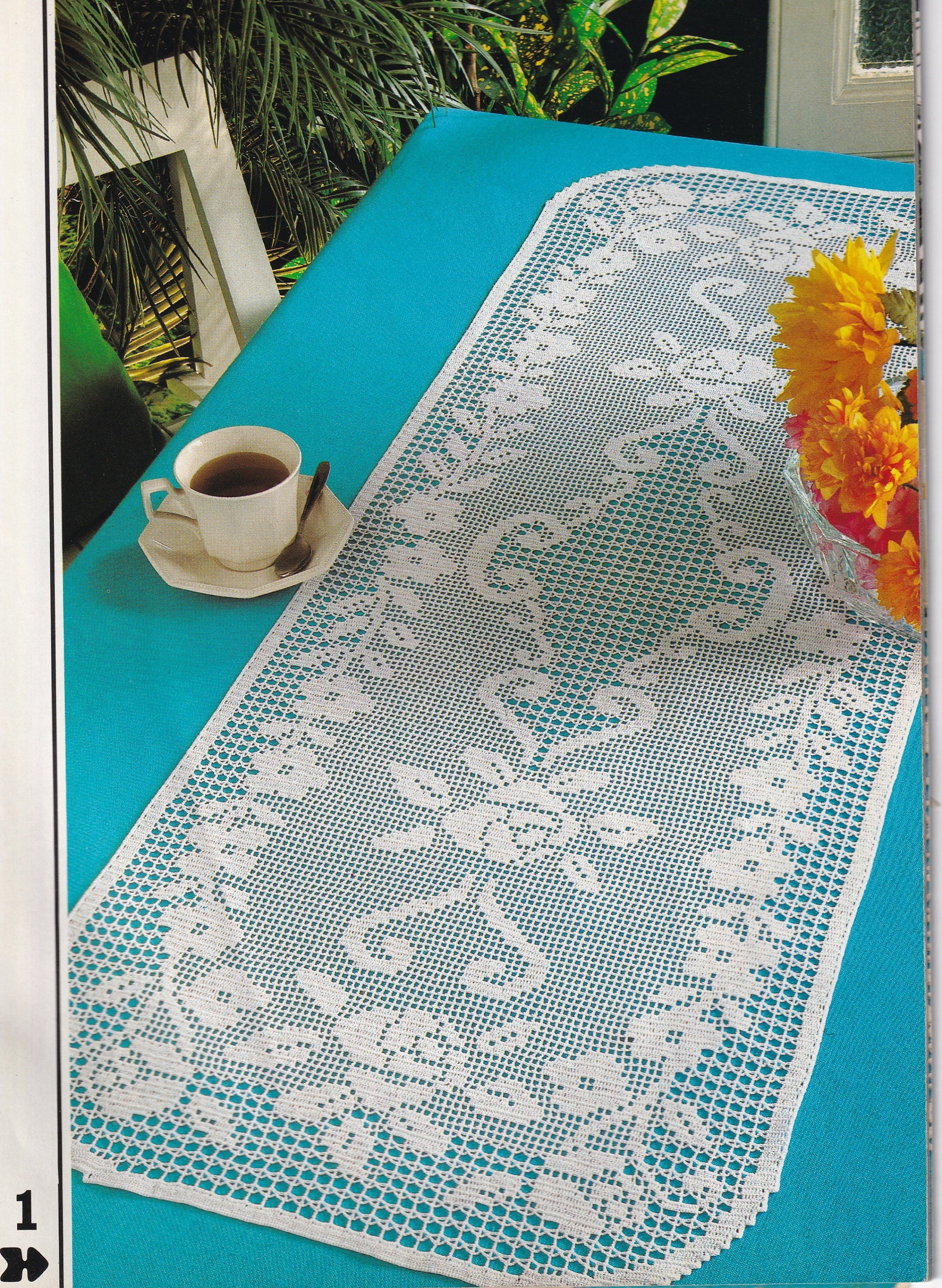 Vintage Instant Download Filet Crochet Clematis Runner Pattern - Etsy