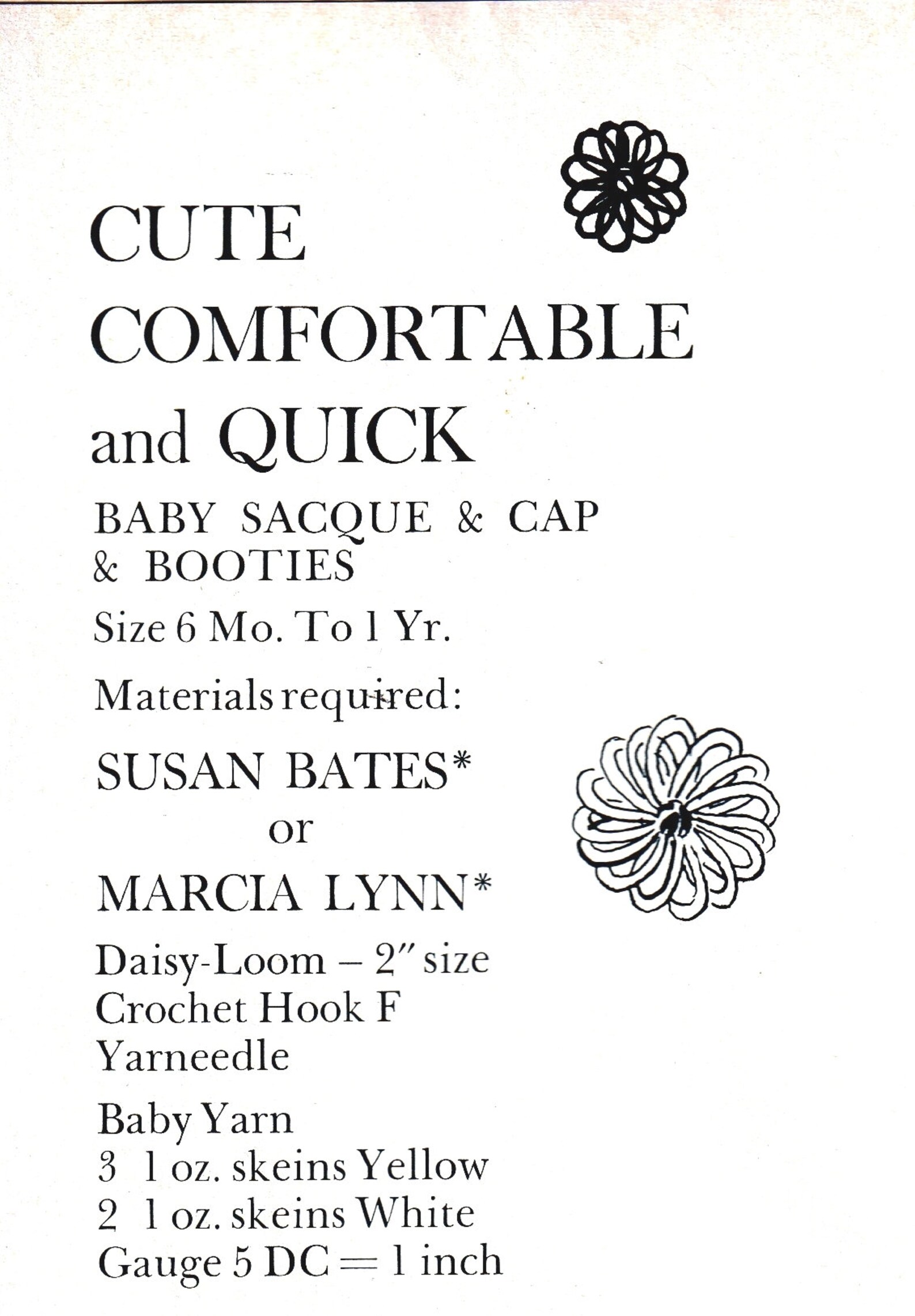 Vintage Crazy Daisy Crochet Pattern for Daisy Baby Set - Etsy