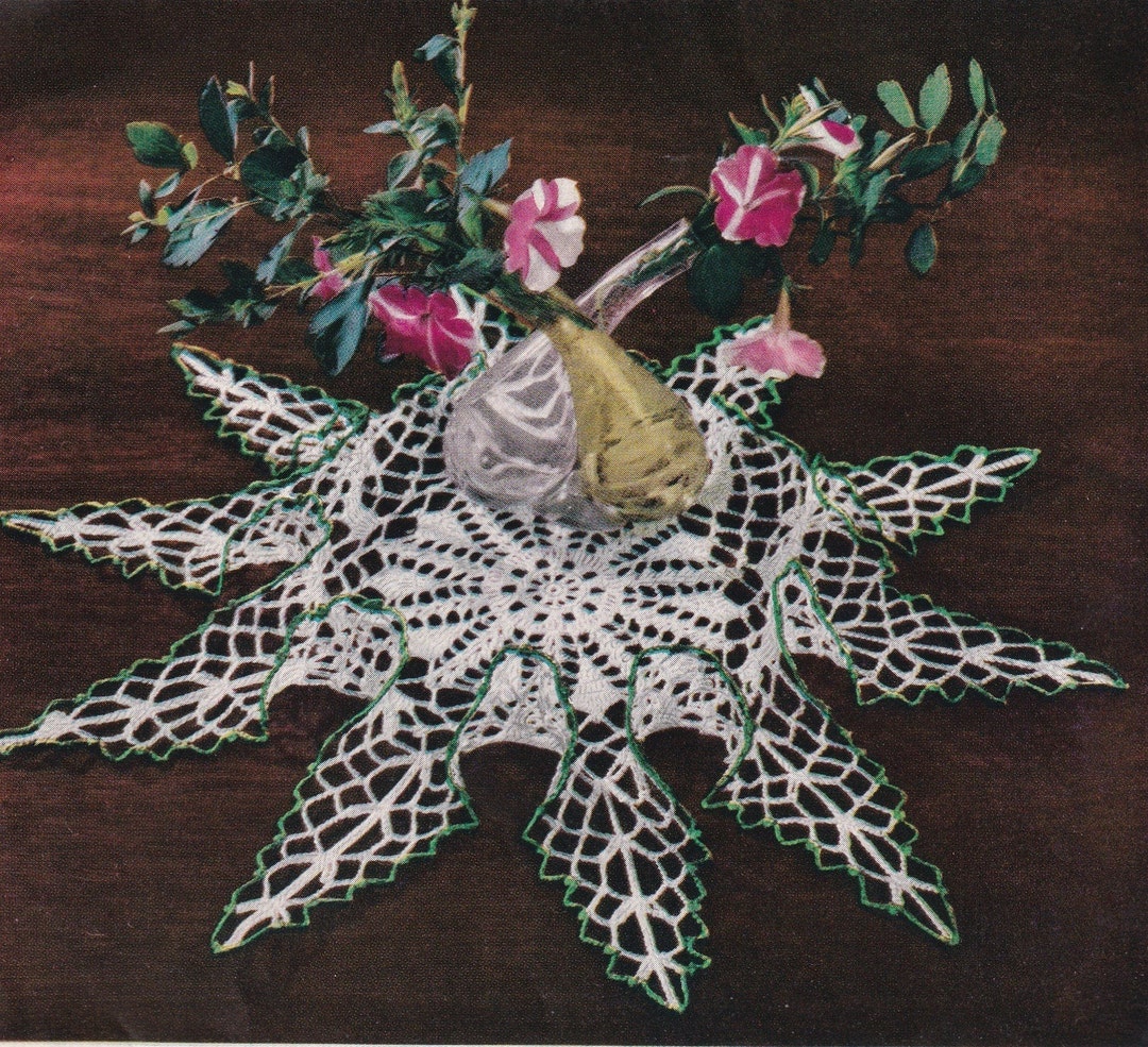 Vintage Crocheted Digital Pattern for Octopus Star Shaped Ruffled Doily ...